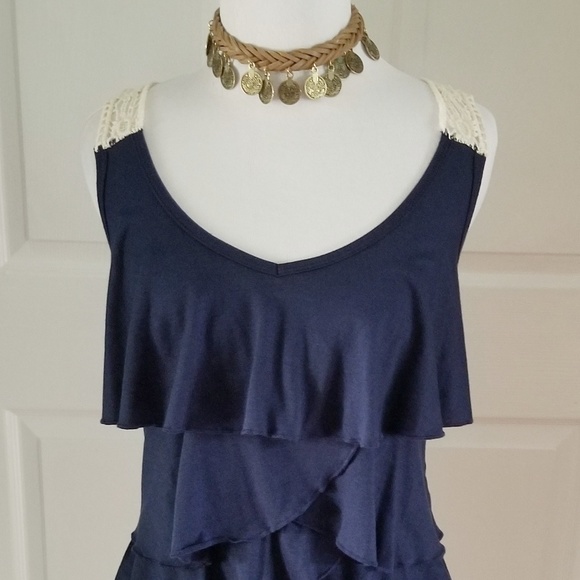 just be | Tops | Just Be Navy Ruffle Top | Poshmark
